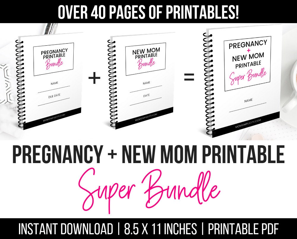 INSTANT DOWNLOAD, Pregnancy + New Mom Printable Super Bundle, Organizer ...