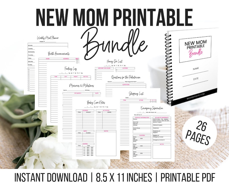 INSTANT DOWNLOAD, New Mom Printable Bundle, Mommy Organizer, Printables ...