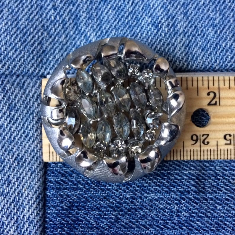 Vintage BSK Silver Tone Smokey Grey Rhinestone Brooch. - Etsy