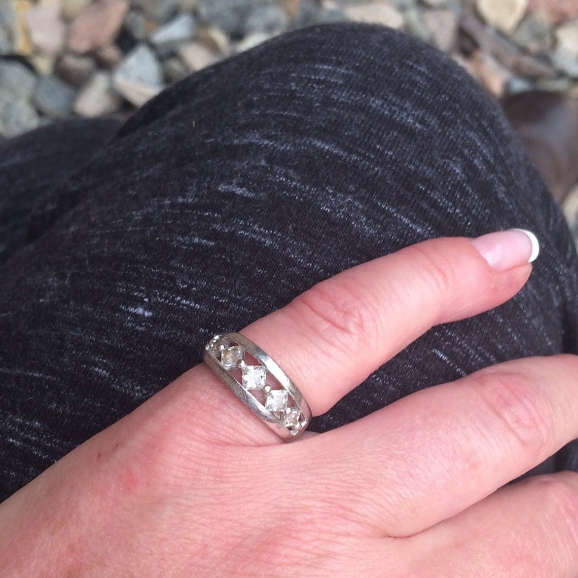 Vintage Sterling Silver Cubic Zirconia Open Design Band Ring | Etsy