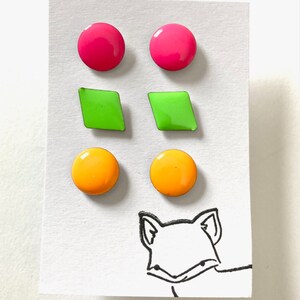 POP of Color. Vintage Neon Enamel Earring Set. 3 Pairs of Your Choice ...