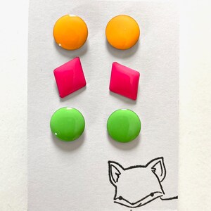 POP of Color. Vintage Neon Enamel Earring Set. 3 Pairs of Your Choice ...