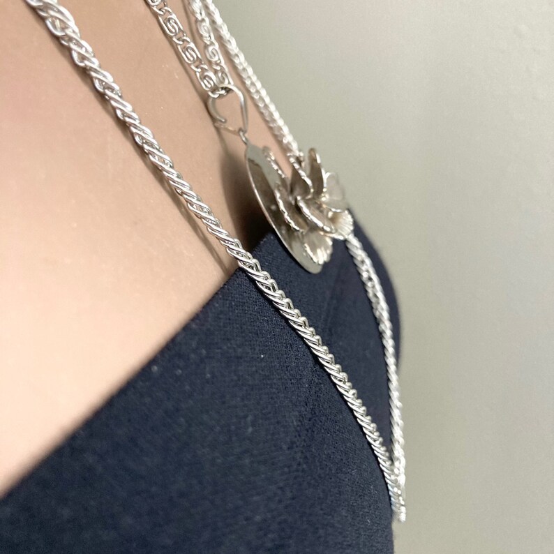 Vintage Silver Tone Giovanni Multi Chain Floral Pendant - Etsy