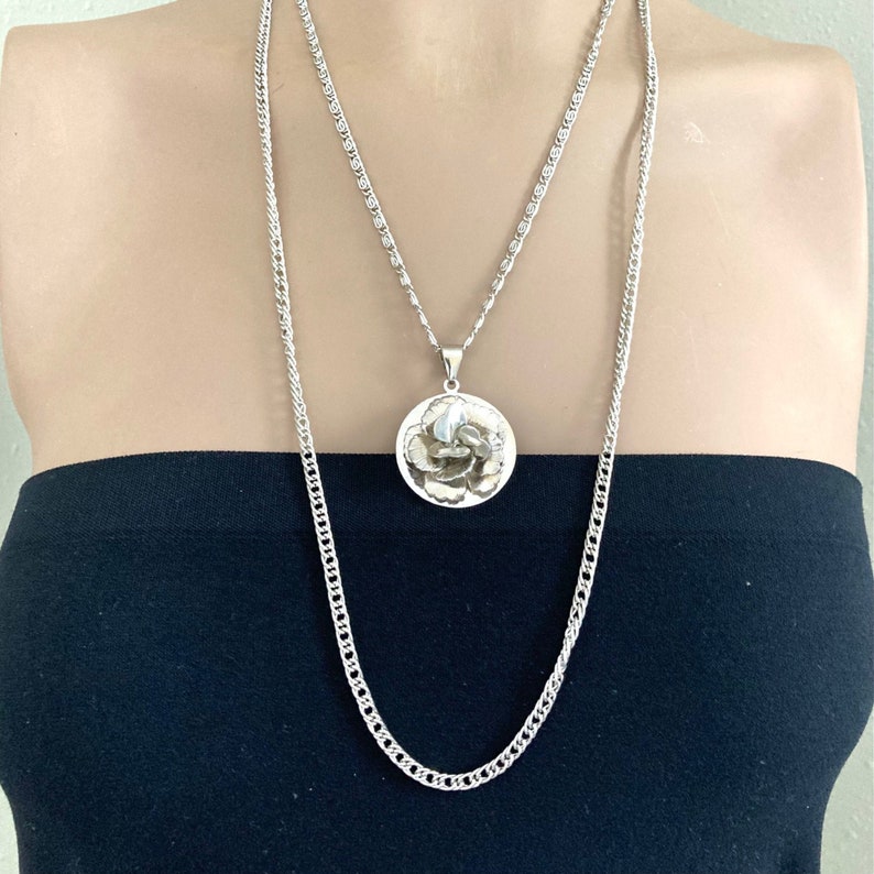 Vintage Silver Tone Giovanni Multi Chain Floral Pendant - Etsy