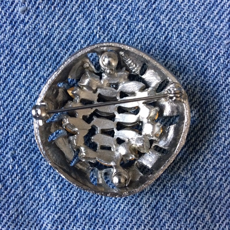 Vintage BSK Silver Tone Smokey Grey Rhinestone Brooch. - Etsy