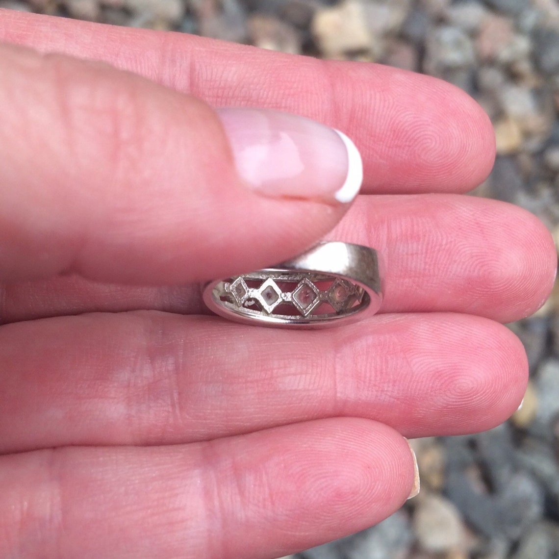 Vintage Sterling Silver Cubic Zirconia Open Design Band Ring | Etsy