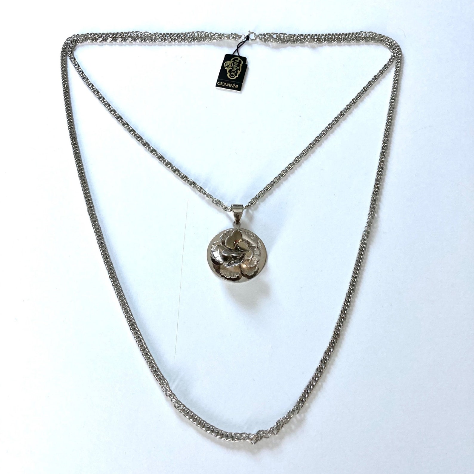 Vintage Silver Tone Giovanni Multi Chain Floral Pendant - Etsy