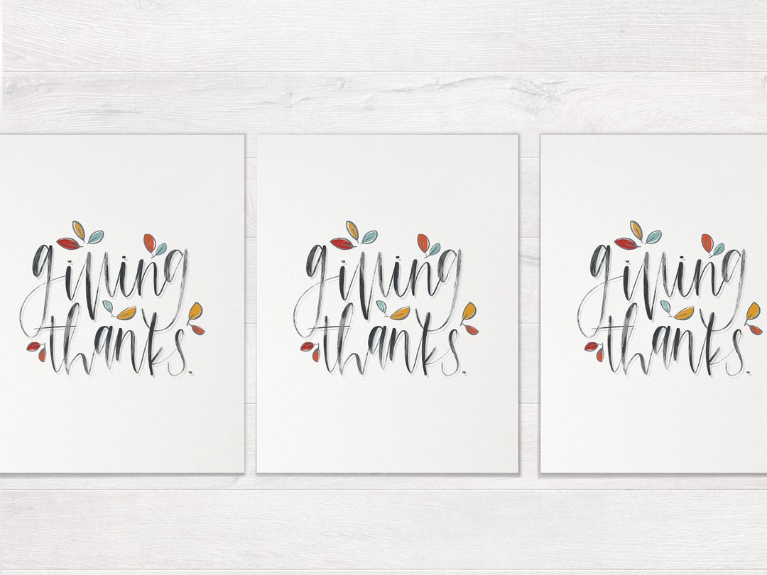 Giving Thanks Card, Thanksgiving Card Set, Thankful Card Set, Cute ...