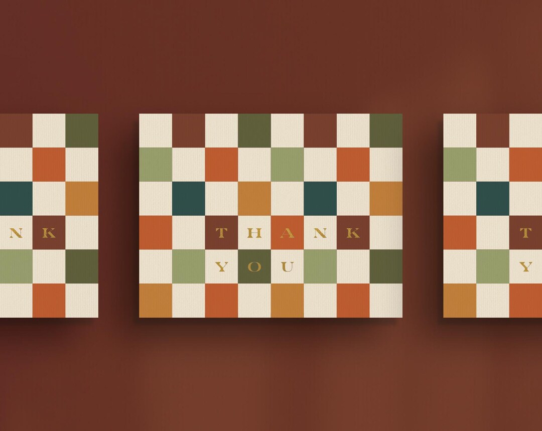 Checkered Thank You Set | Fall Thank Yous | Small Thank You Card Set ...