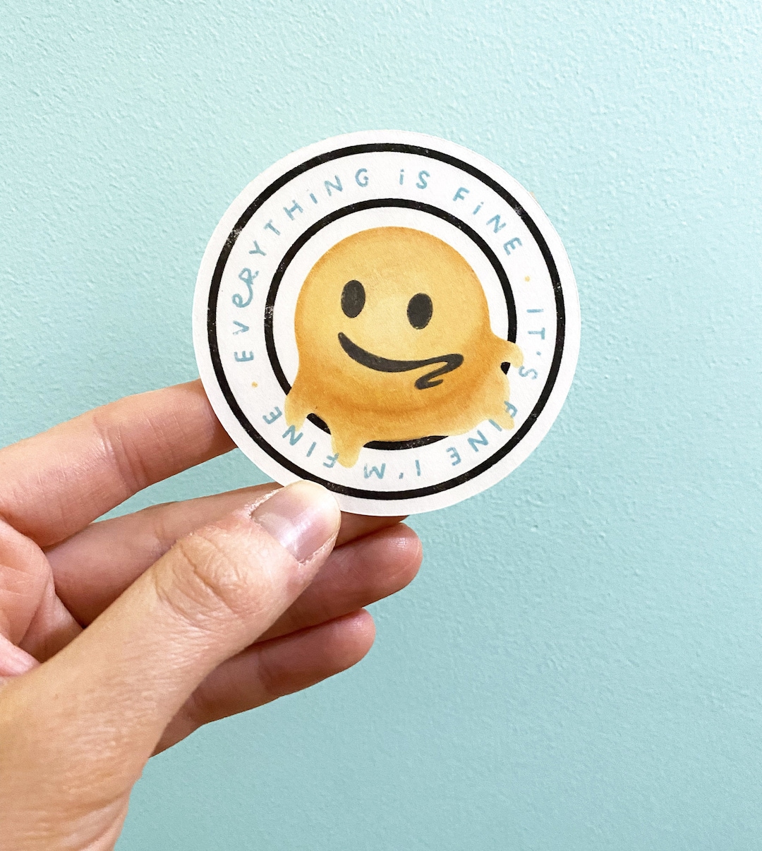 Sticker: Everything is Fine, It's Fine, I'm Fine Melty Smiley Emoji ...