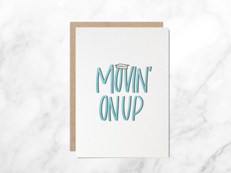 Movin' on up Graduation Card Congratulations Card Card for Graduate - Etsy