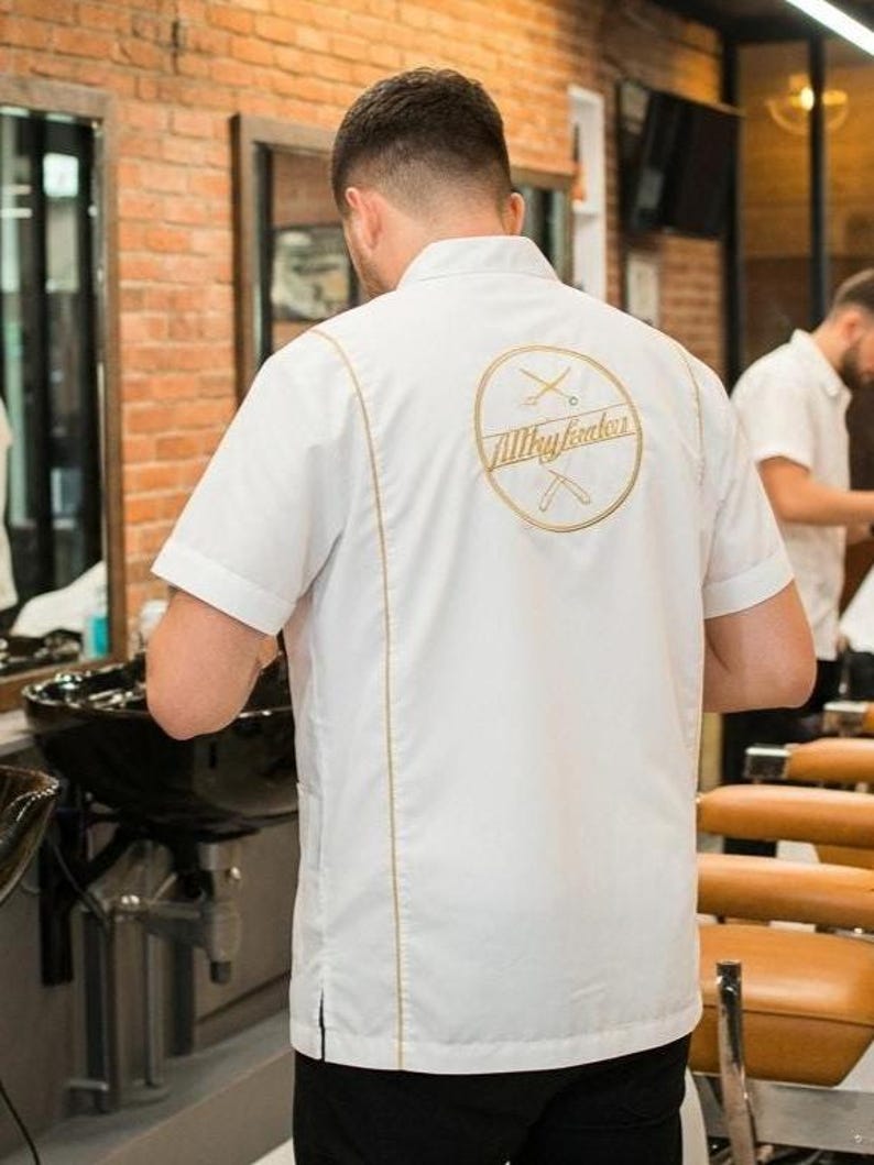 Custom Barber Uniform White - Etsy