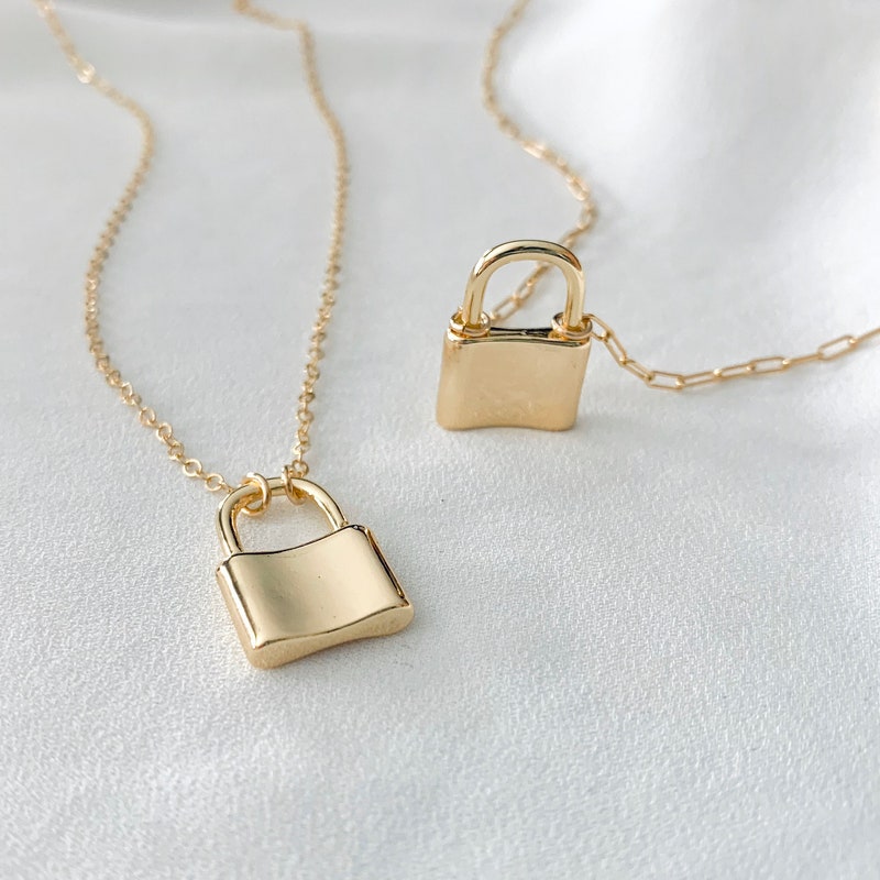 Gold Lock Necklace - Etsy