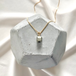 Raw Pyrite Necklace Dainty Pyrite Charm Gold Filled Figaro Chain Mini ...