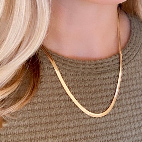 Flat Gold Necklace - Etsy