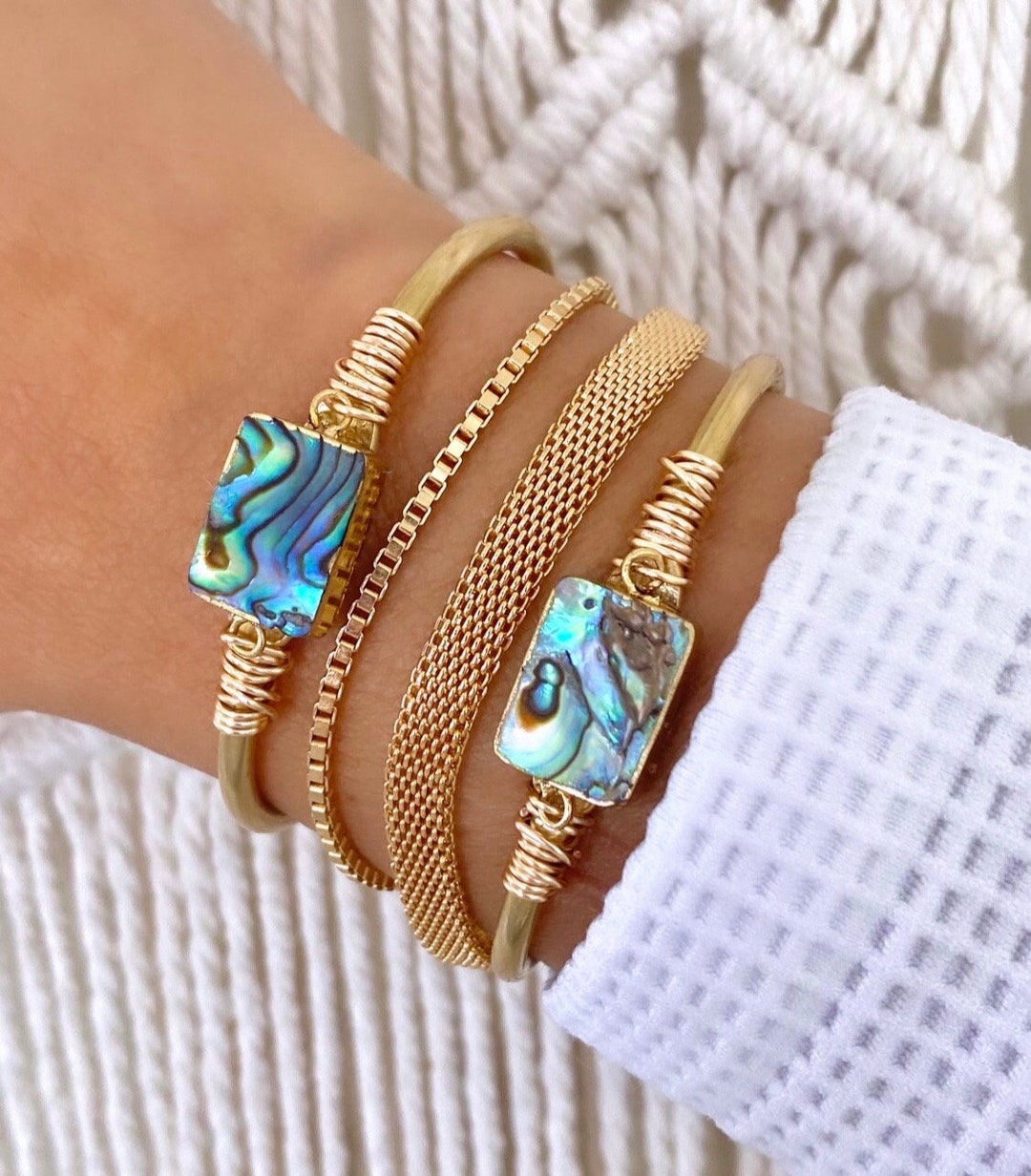 Abalone Bracelet Abalone Cuff Raw Brass Cuff Bracelet Abalone Shell ...