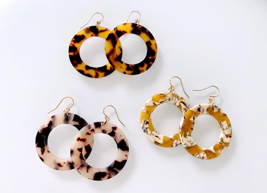 Tortoise Shell Earrings Tortoise Shell Hoop Earrings Tortoise - Etsy