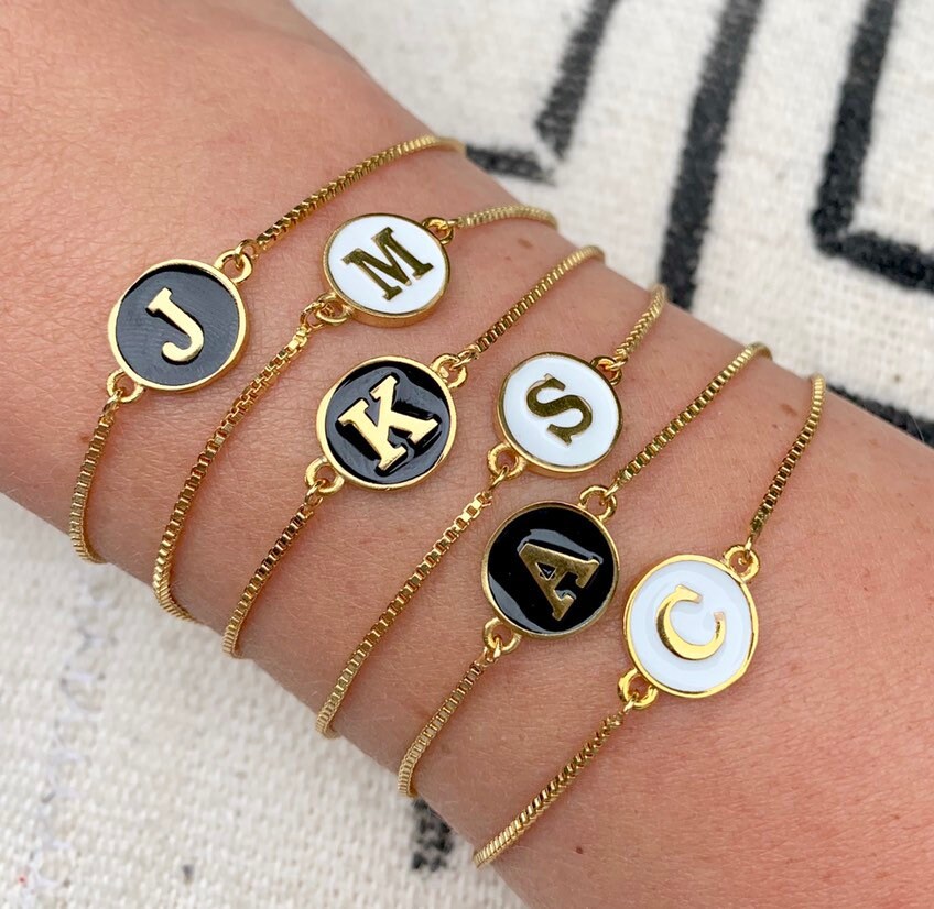 Personalized Bracelet Gold Filled Letter Bracelet Alphabet - Etsy
