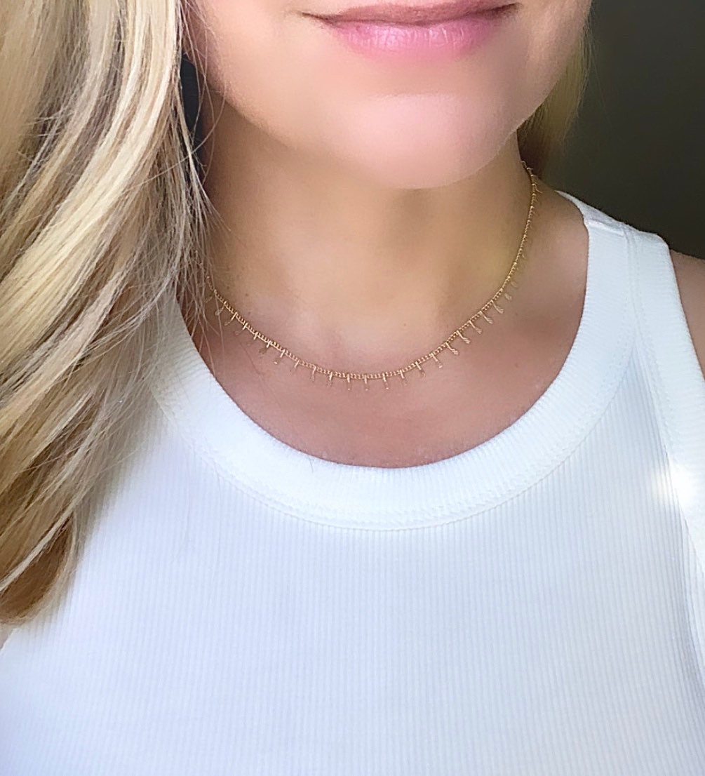 Simple Gold Chain Necklace Gold Spikes Chain Layering Necklace - Etsy