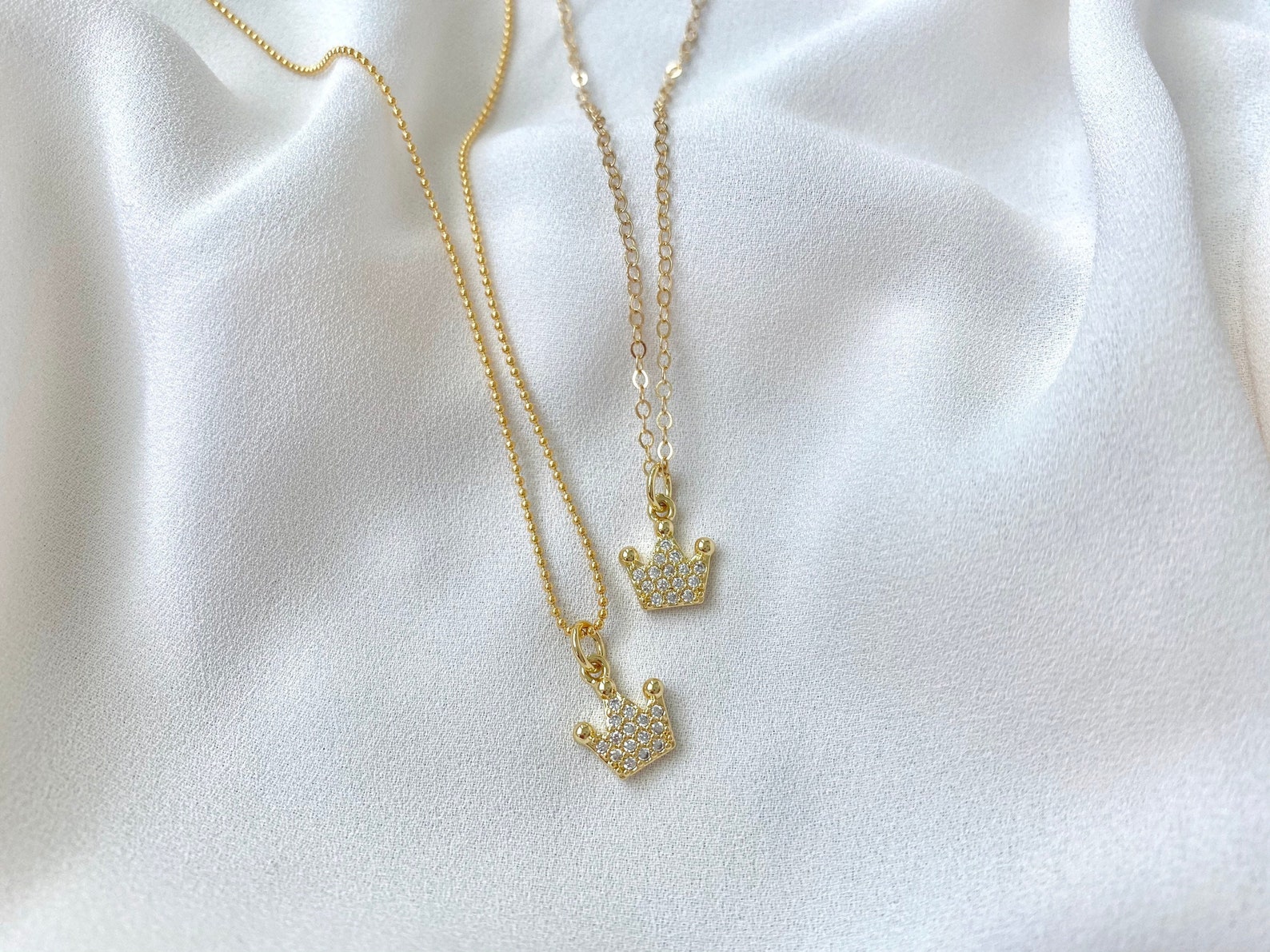 Dainty Gold Crown Necklace CZ Crown Pendant Necklace Queen Charm Gold ...