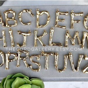 Large Chunky Gold Bamboo Shaped Letter Necklace Customized - Etsy