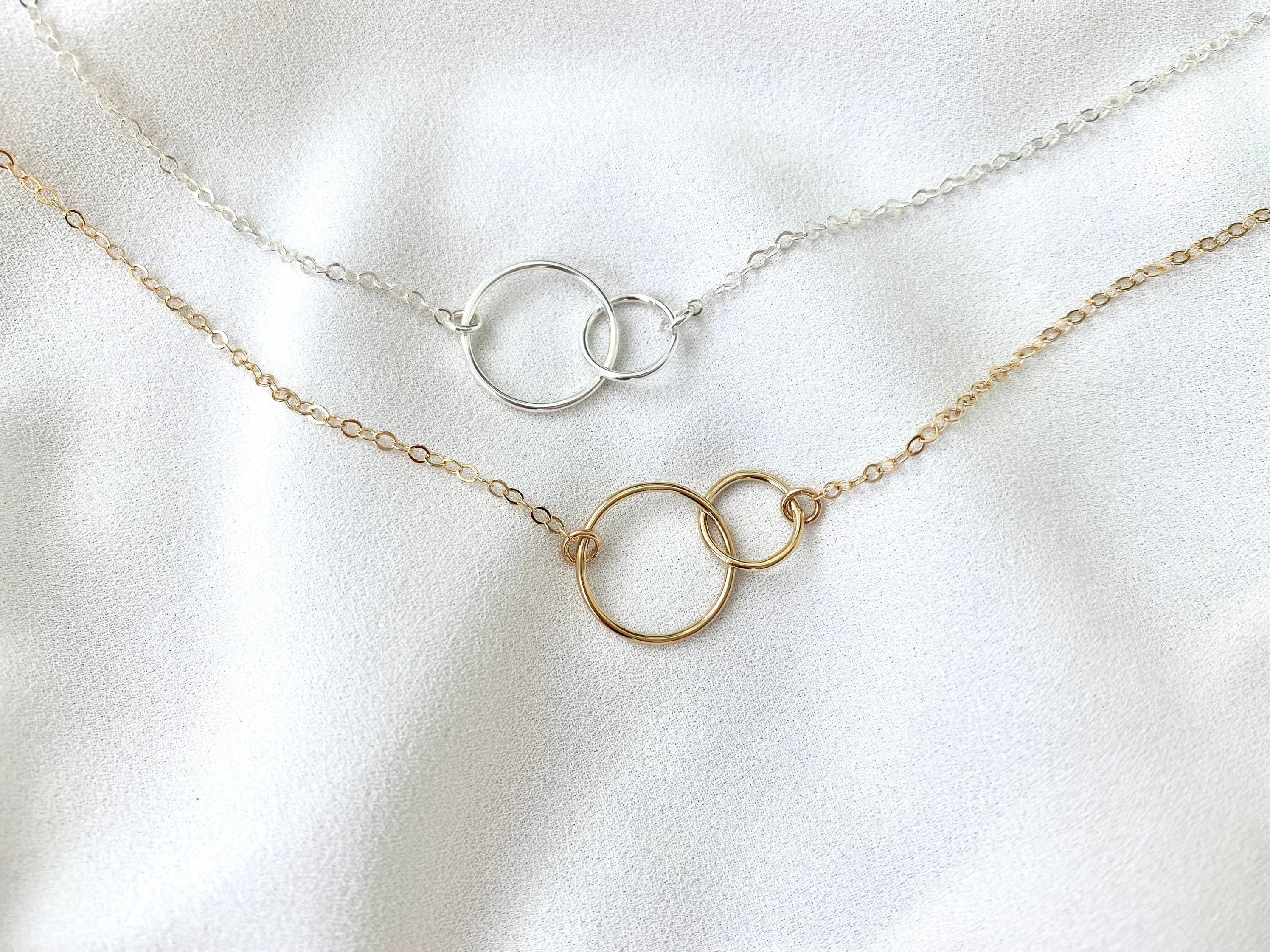 Dainty Linked Rings Necklace Sterling Silver Circles Necklace Gold ...