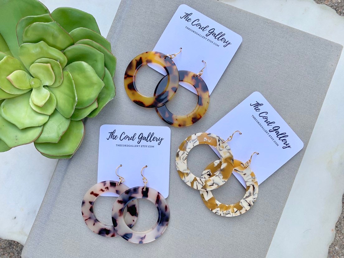 Tortoise Shell Earrings Tortoise Shell Hoop Earrings Tortoise | Etsy