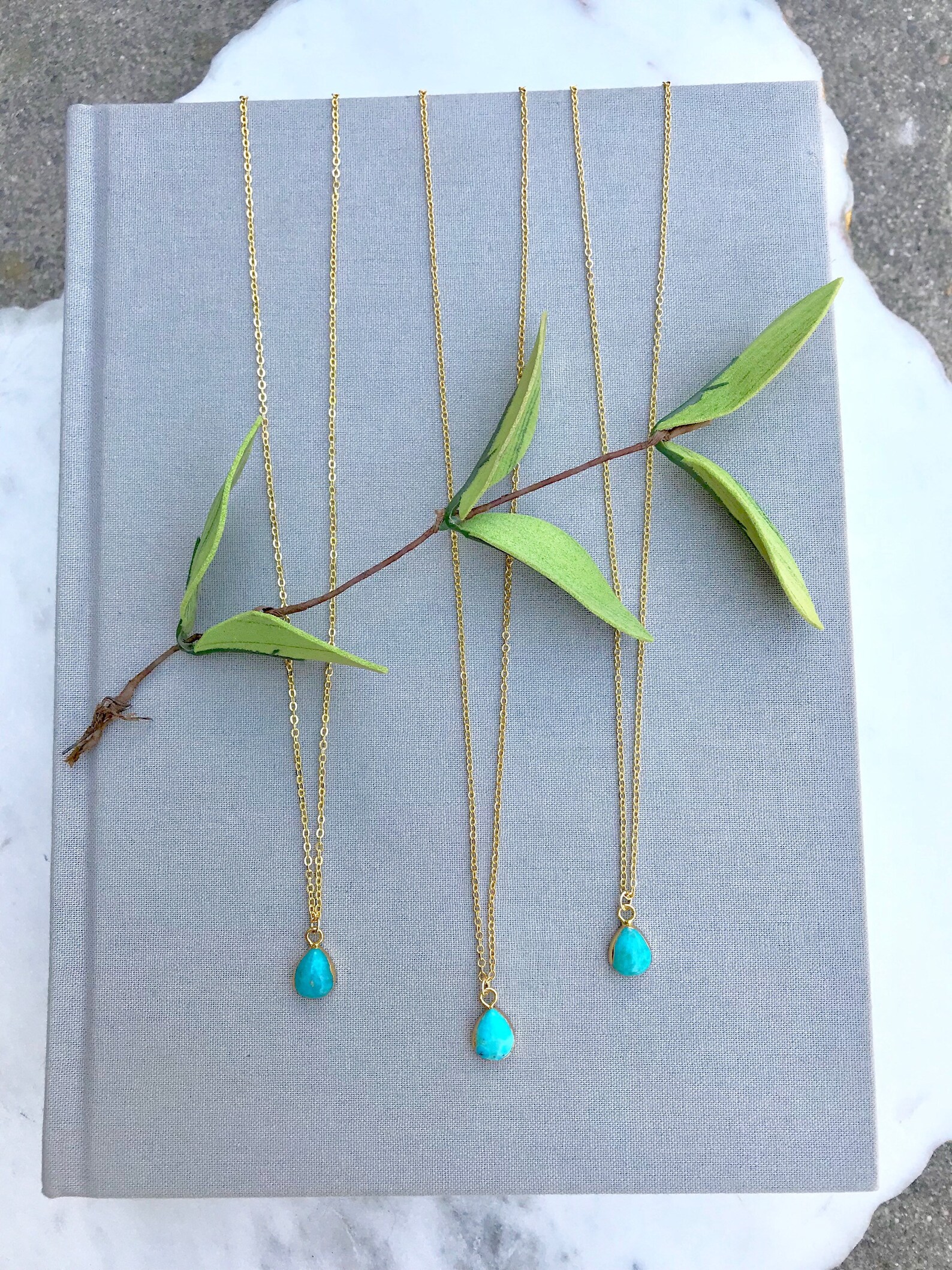 Raindrop Shaped Turquoise Necklace Dainty Turquoise Pendant | Etsy