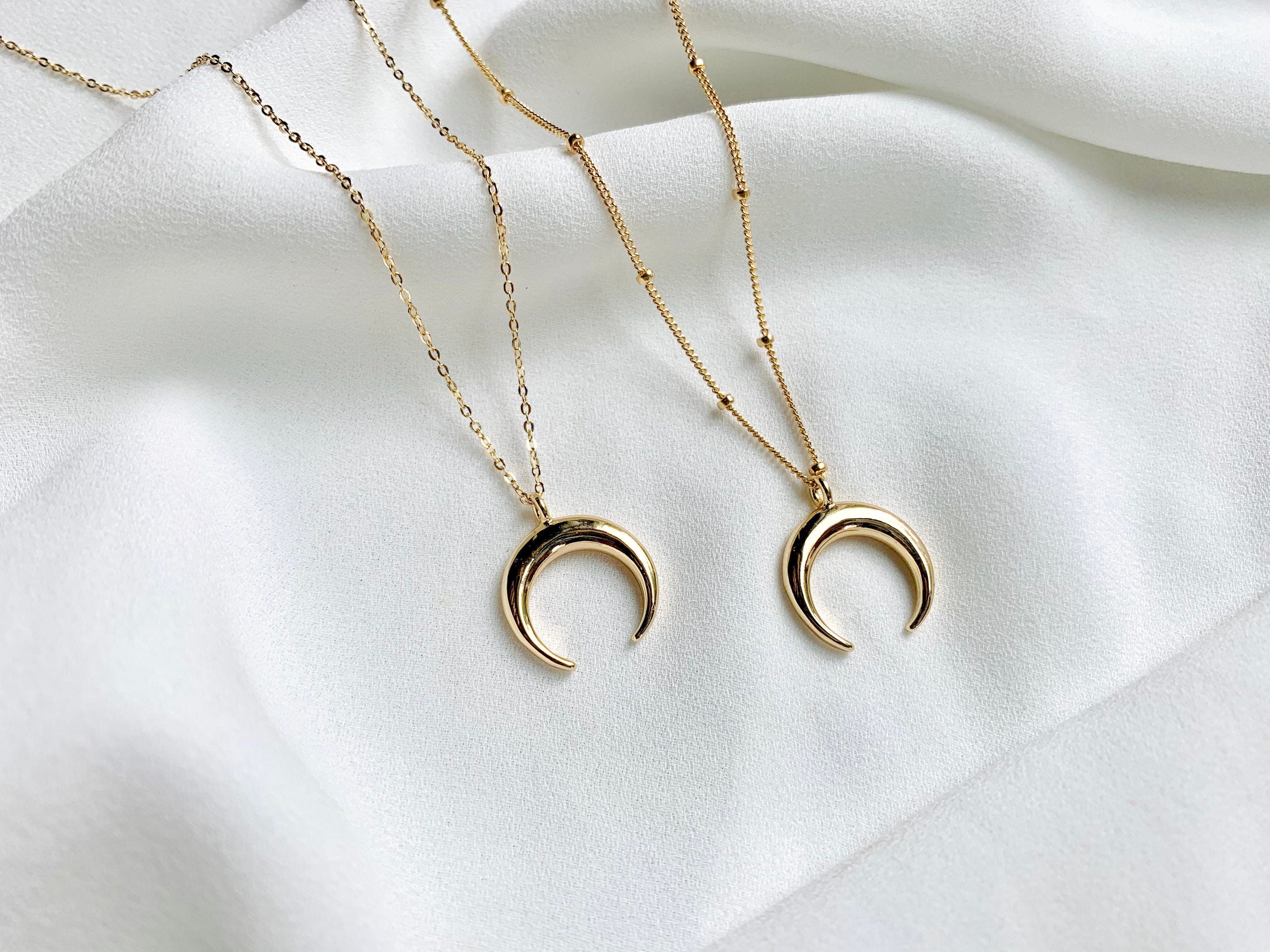 Dainty Crescent Necklace Gold Filled Crescent Moon Necklace | Etsy