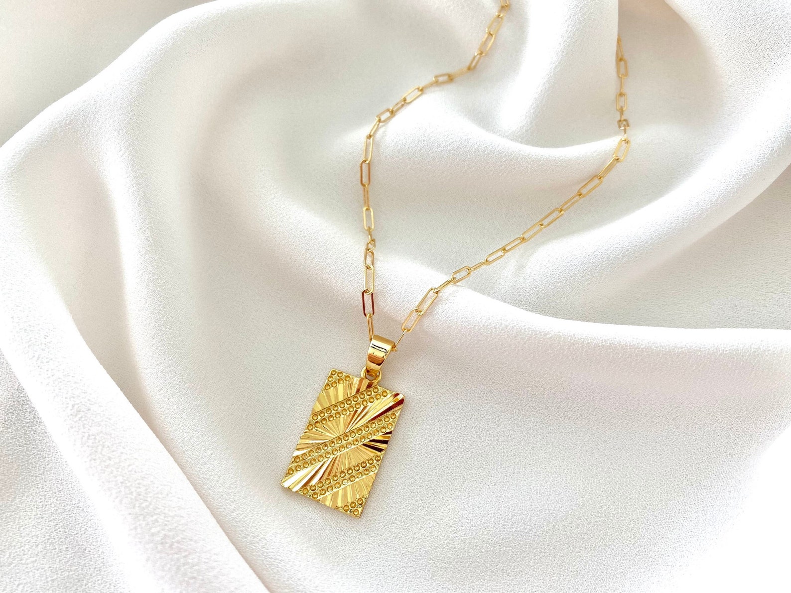 Gold Filled Medallion Necklace Vintage Style Square Pendant - Etsy