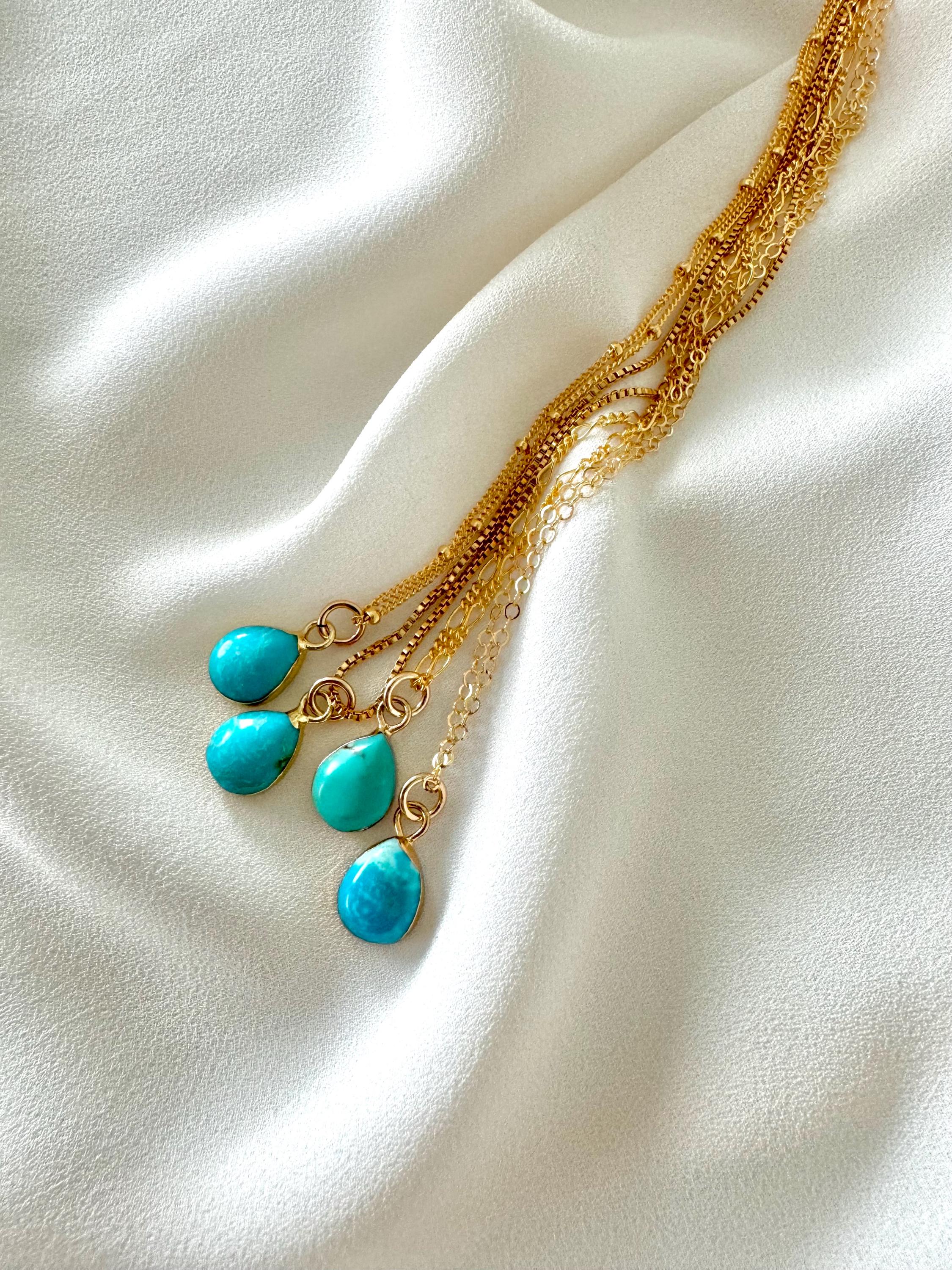Raindrop Shaped Turquoise Necklace Dainty Turquoise Pendant December ...