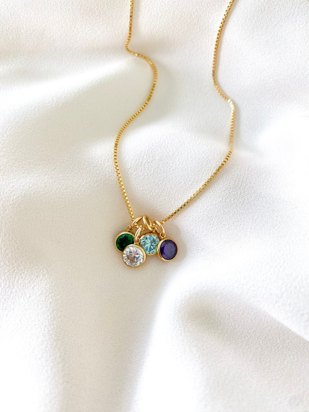 Dainty Birthstone Necklace Gold Filled Chain New Mom Gift Jewelry ...