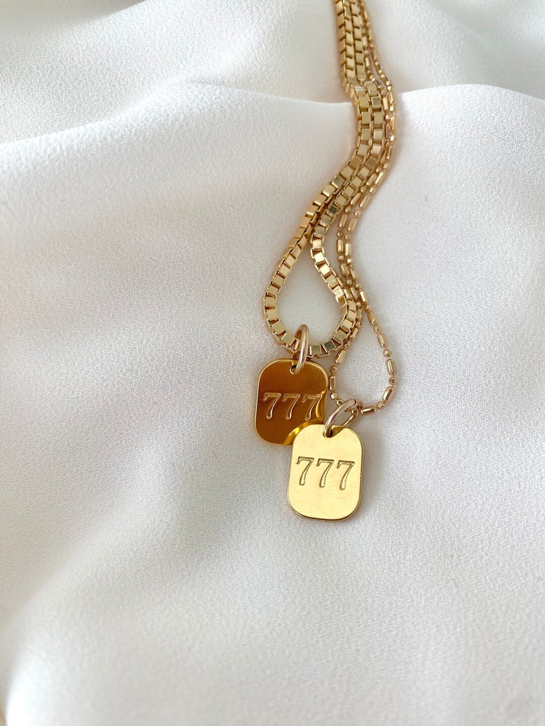 Gold Filled 777 Pendant Necklace Chunky Box Chain Thick Paperclip ...