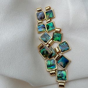Abalone Necklace Square Cut Abalone Shell Pendant Necklace Gold Filled ...