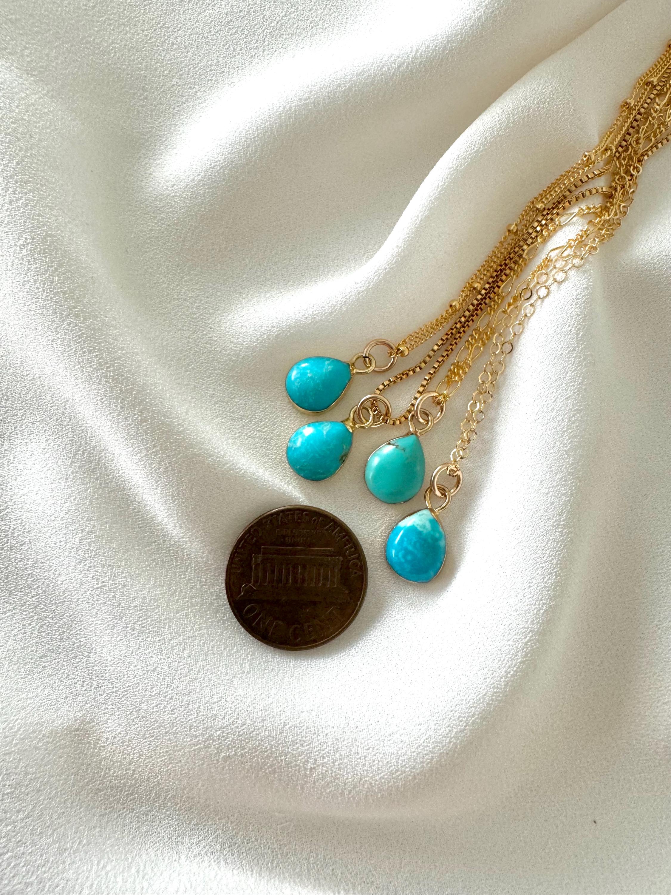 Raindrop Shaped Turquoise Necklace Dainty Turquoise Pendant December ...
