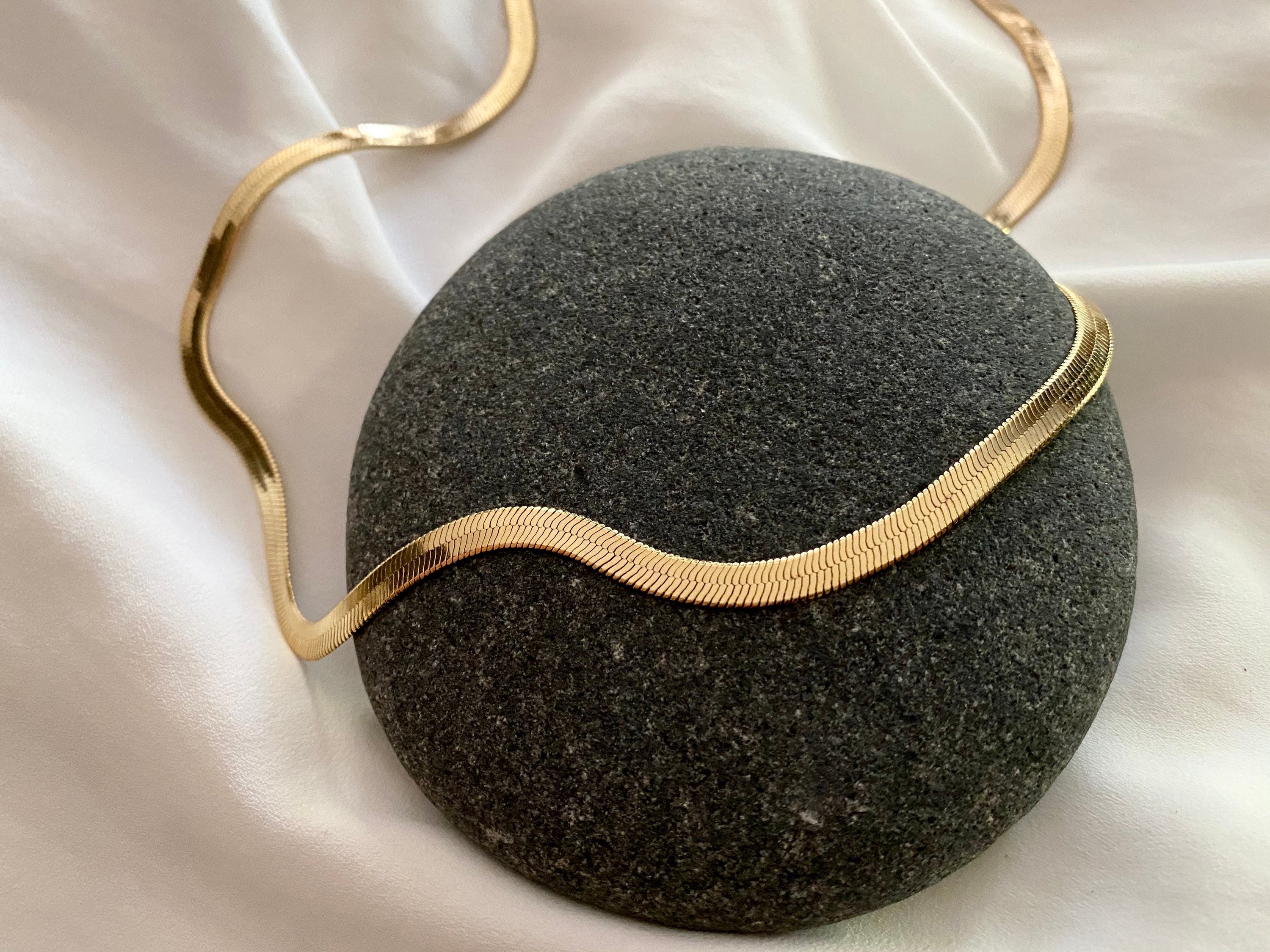 Gold Filled Herringbone Chain Necklace Gold Flat Snake Chain | Etsy