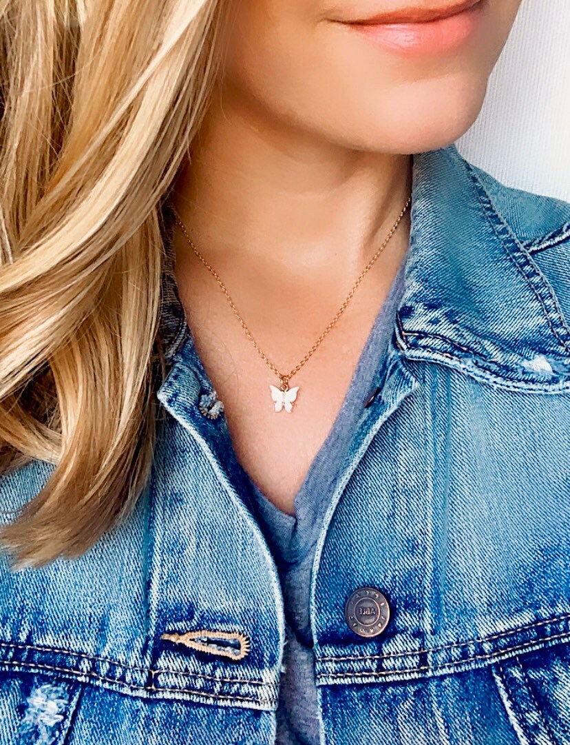 Dainty Butterfly Necklace 14k Gold Filled Butterfly Pendant | Etsy