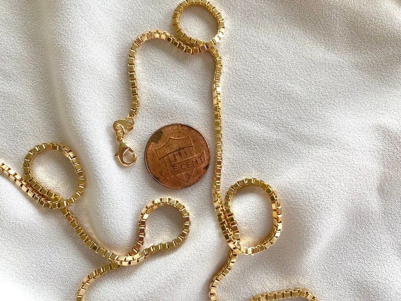 Thick Gold Filled Box Chain Necklace Layering Chains for Women Simple ...