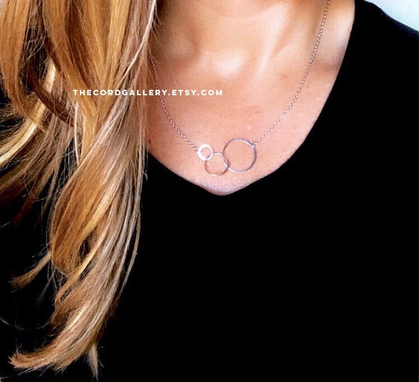 Sterling Silver 3 Interlocking Circles Necklace 925 Silver - Etsy