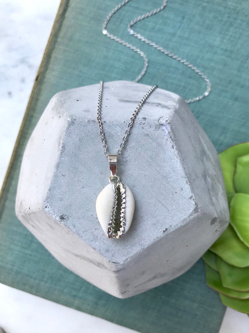 Silver Cowrie Necklace Real Cowrie Shell Charm Sterling Silver | Etsy