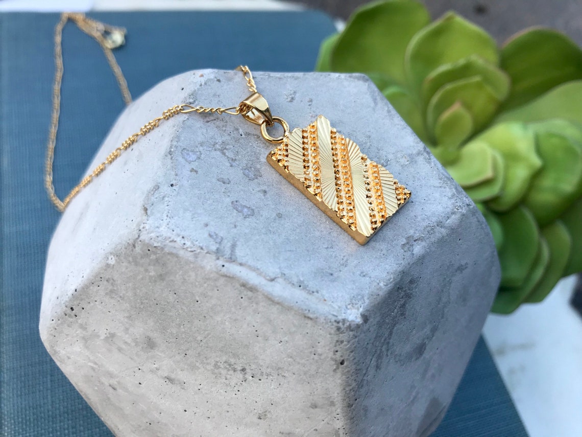 Gold Filled Medallion Necklace Vintage Style Square Pendant | Etsy