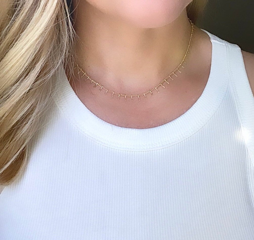Simple Gold Chain Necklace Gold Spikes Chain Layering Necklace Dainty ...