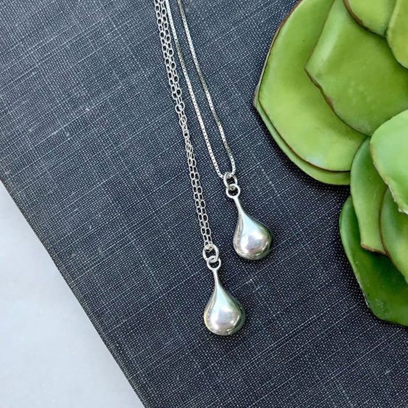Sterling Silver Teardrop Necklace 925 Sterling Silver Raindrop Pendant ...