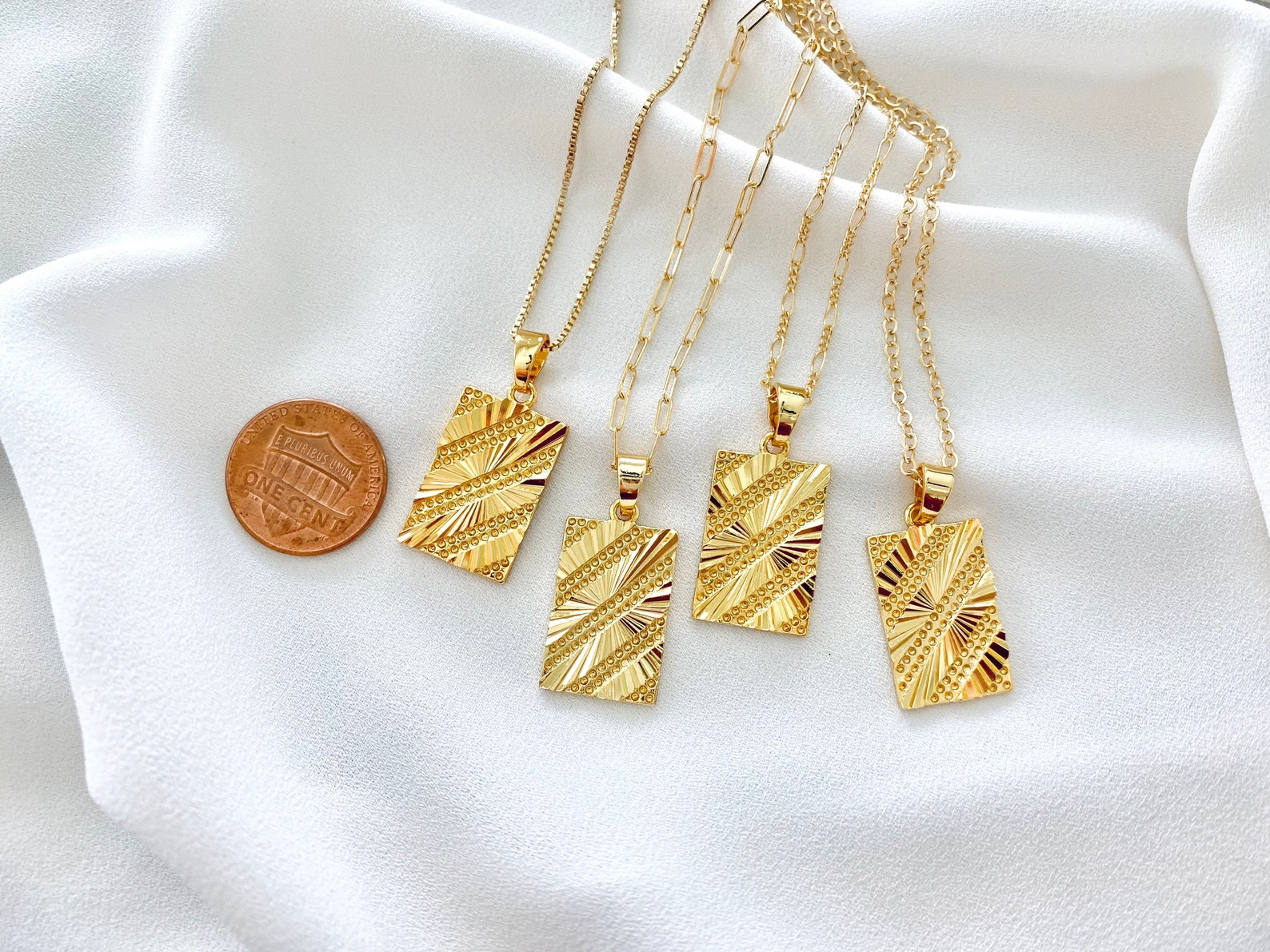 Gold Filled Medallion Necklace Vintage Style Square Pendant - Etsy