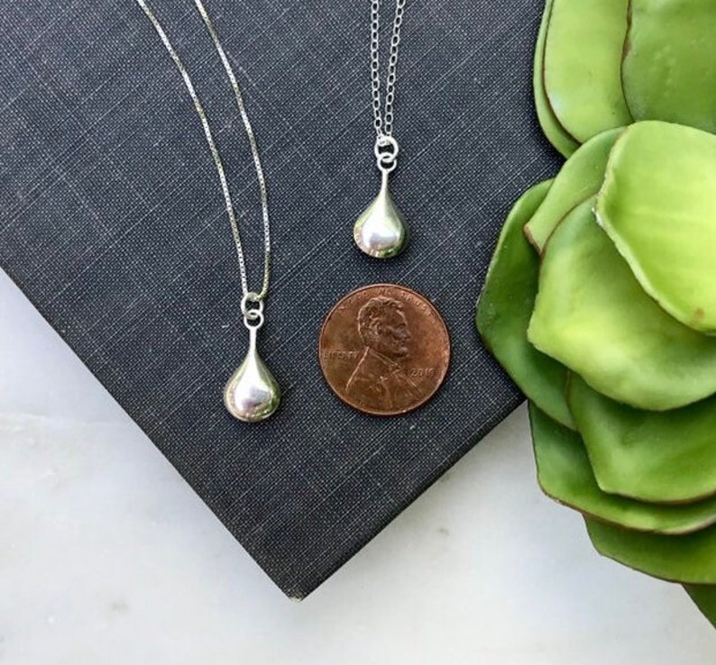 Sterling Silver Teardrop Necklace 925 Sterling Silver Raindrop Pendant ...