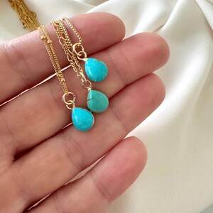 Raindrop Shaped Turquoise Necklace Dainty Turquoise Pendant December ...