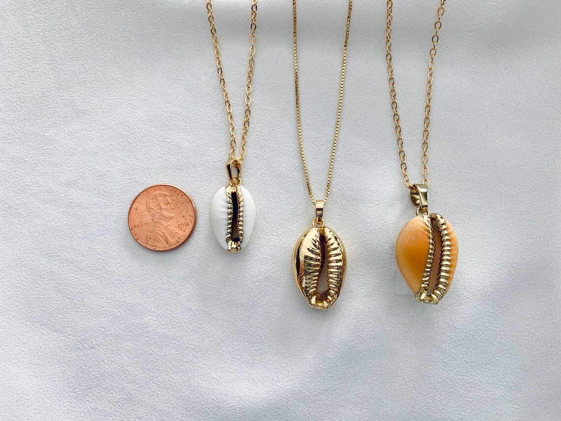 Cowrie Necklace Gold Cowrie Shell Necklace 24k Gold Dipped | Etsy