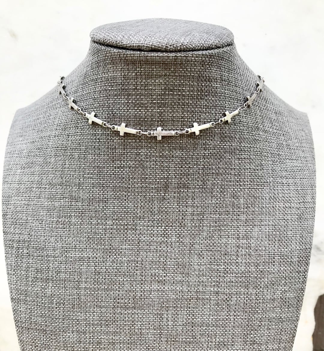 Cross Choker Necklace Antique Silver Cross Necklace Choker Sideways ...