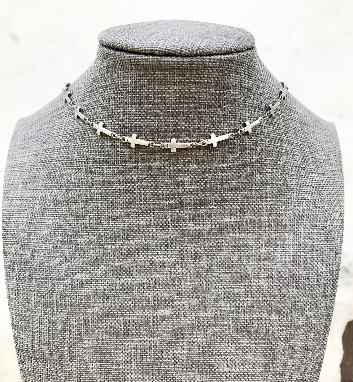 Cross Choker Necklace Antique Silver Cross Necklace Choker - Etsy
