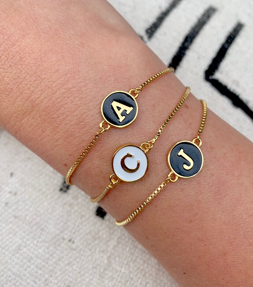 Personalized Bracelet Gold Filled Letter Bracelet Alphabet - Etsy